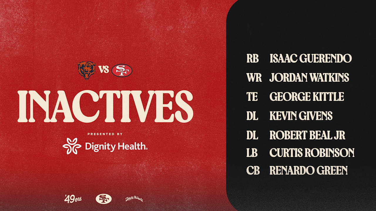 George Kittle OUT, Ricky Pearsall Active vs. Bears; Inactives for Week ...